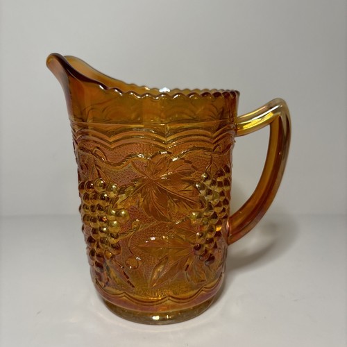 Vintage Imperial Glass Pitcher Grape Vine Design Marigold Carnival | eBay