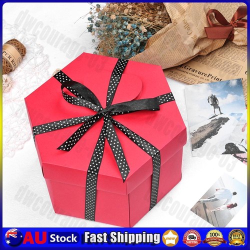 Explosion Box Hexagonal DIY Photo Album Scrapbooking Bomb Box Gift (Red ...