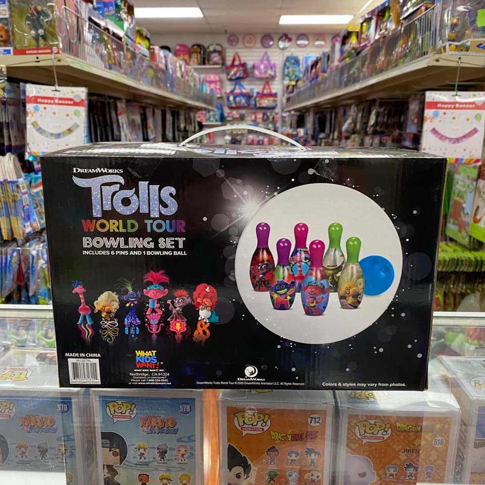 TROLLS WORLD TOUR Bowling Set Toy Game Kids Birthday Gift Toy 6 Pins &1 ...