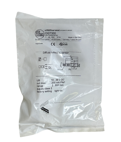 NEW IFM EFECTOR OGT-FPKG/US100 / OGT300 DIFFUSE REFLECTION SENSOR 10 ...