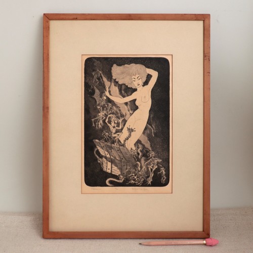 Margaret Ann Gaug Etching Pandora Box Evil Grotesque Monster Chicago ...