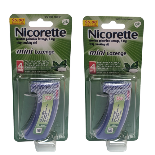 2 x Nicorette Mini Nicotine Lozenges - Mint Flavor, 4 Mg - 20 Ct Ea ...