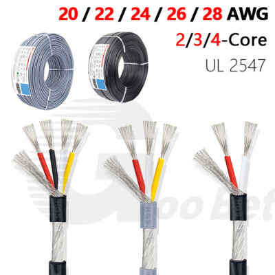 2/3/4-Core Round Flex Cable 20/22/24/26/28AWG Shielded Audio Signal ...