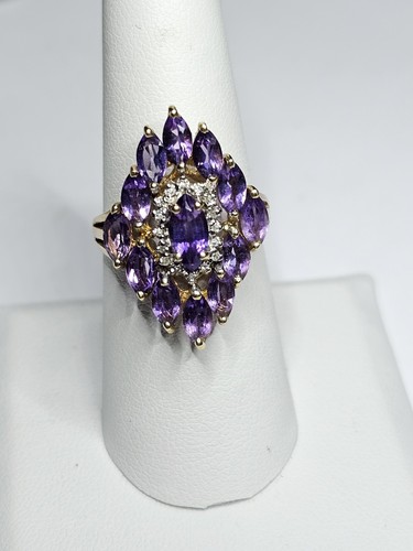 Stunning 10k Gold THL Amethyst Cocktail Ring! Size 8! B1-32 | eBay