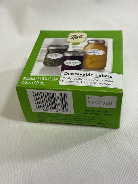 BALL Dissolvable Labels Set of 60 Regular 1 for sale online | eBay