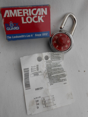 American Master Lock Company Red Combination Lock 23-5-23 Hardened ...