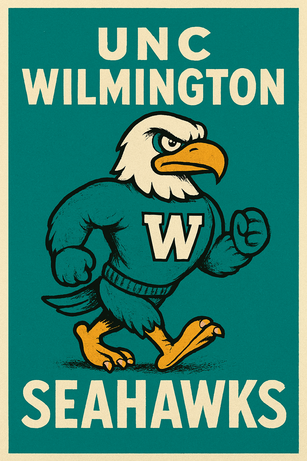 Mascot Logo Poster 12x8in Metal Sign NCAA Decor Wilmington, Seahawks I ...