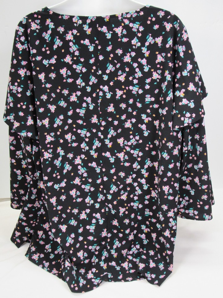 LANE BRYANT 18/20 [ 50 Bust 30L ] Top Women's Floral V-neckline Wide ...