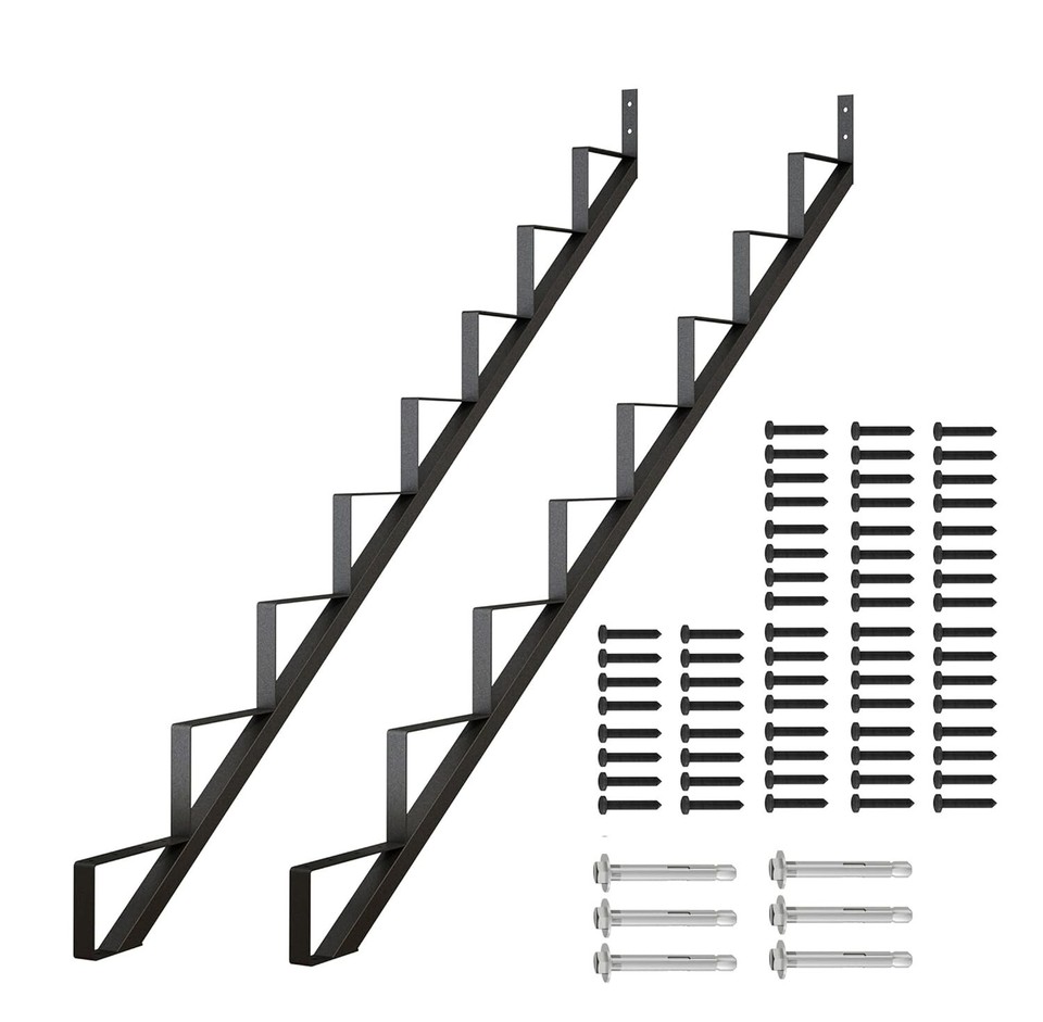 8-Step Outdoor Stair Stringers – 500 lbs Capacity, DIY Installation Kit ...