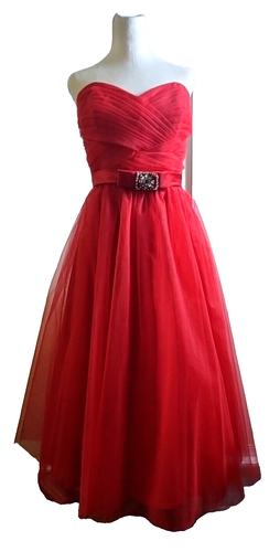 Alfred Angelo Red Strapless Formal Dress tea Length size | eBay Australia
