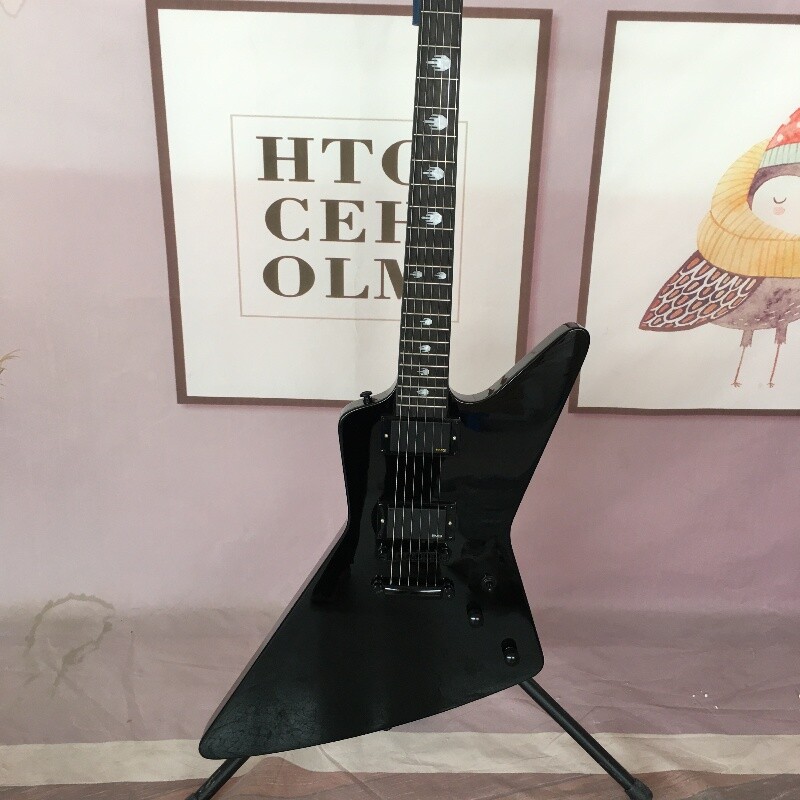 Explorer James Hetfield Electric Guitar Black Middle Finger Inlays HH ...