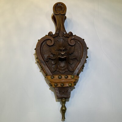 Antique hand carved fireplace Bellows From The 1800s wood and leather ...