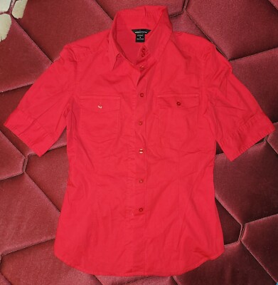 Womens Moda International Red Button Up Dress Shirt Size S | eBay