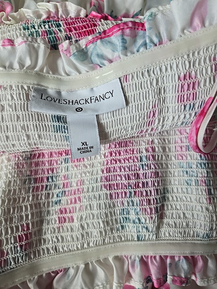 Love Shack Fancy Tiered Floral Dress XL Target Pink Rose Smocked ...