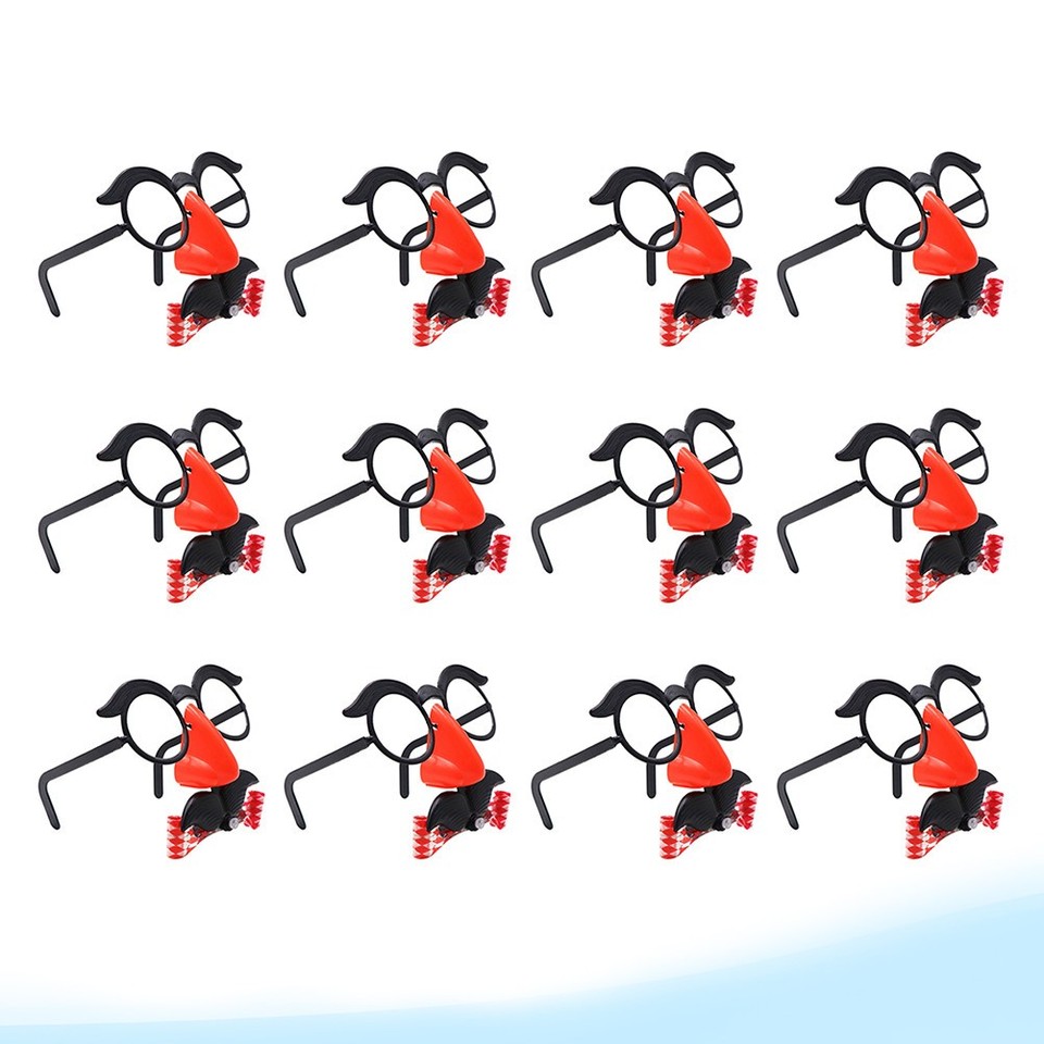 12 Pcs Funny Prank Glasses With Nose Mustache And Whistle For Halloween ...