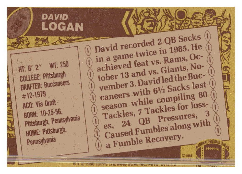 1986 Topps David Logan 381 | eBay