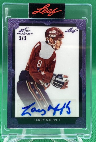2022 Leaf Art of Hockey Spectrum Purple AUTO #BA-LM1 Larry Murphy #'d 5 ...