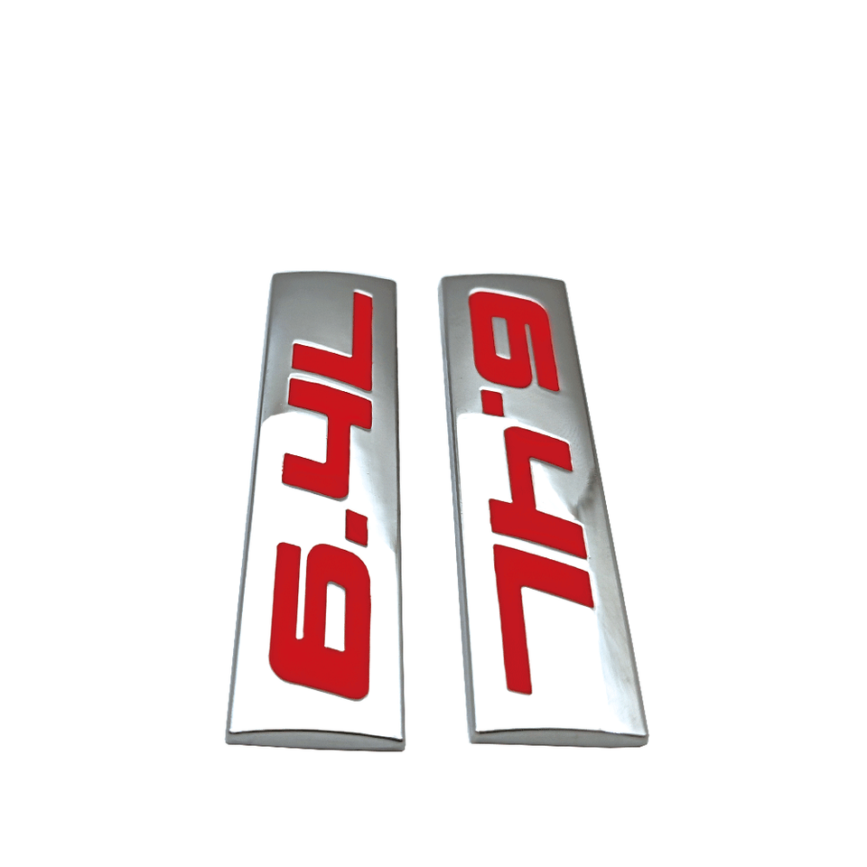 2Pcs Metal Silver& Red 6.4L Logo Emblem Fender Door 6.4 Car Badge Sport ...