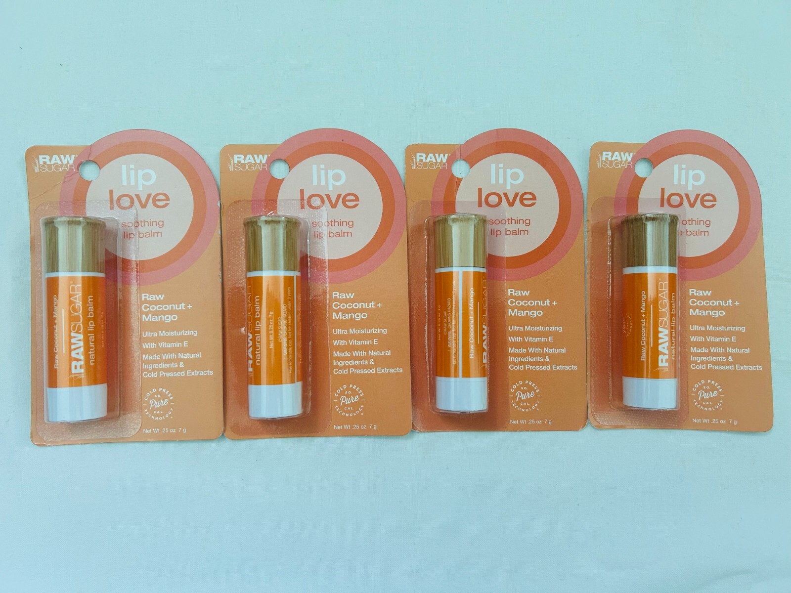 Lot of 4 Raw Sugar Lip Love Soothing Lip Balms in Raw Coconut + Mango ...