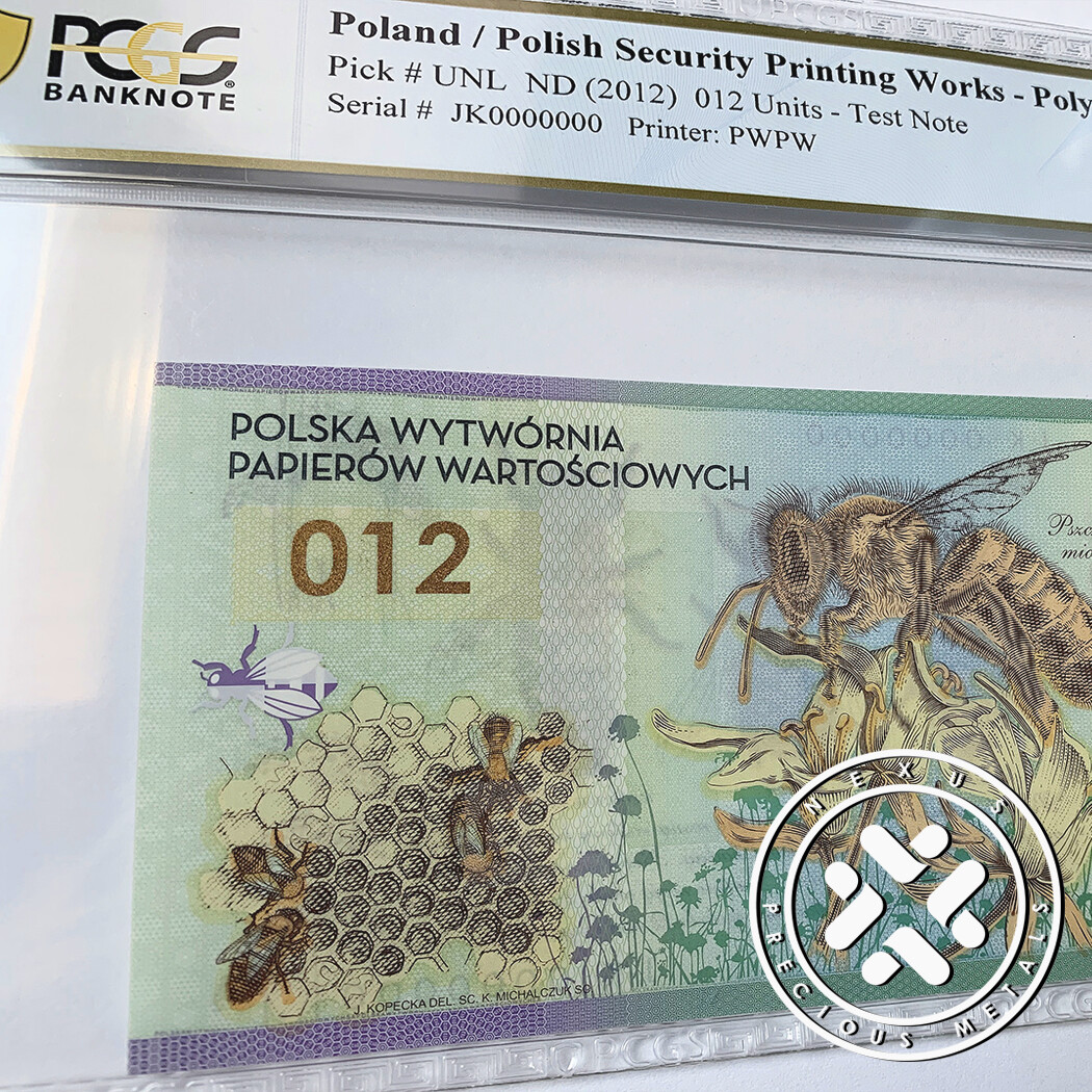 2012 POLAND PWPW TEST NOTE PCGS BANKNOTE 66 PPQ SUPERB GEM UNC 012 ...