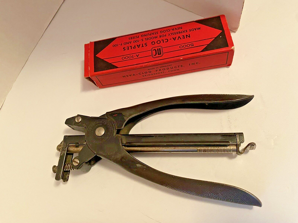 Vintage NEVA-CLOG Lot A-1000 Box 5000 Staples S-100 F-100 + Stapling ...