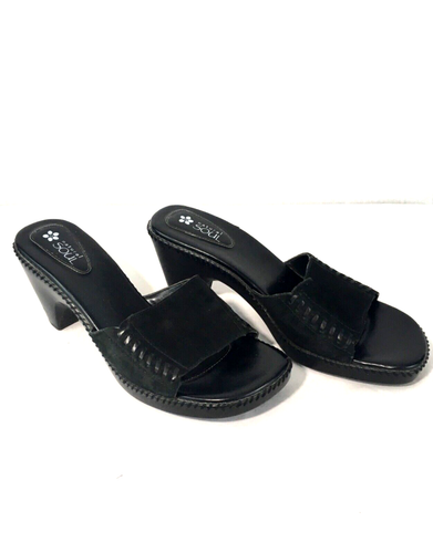 Natural Soul, black suede, mule sandals, 8.5, (#3215) | eBay