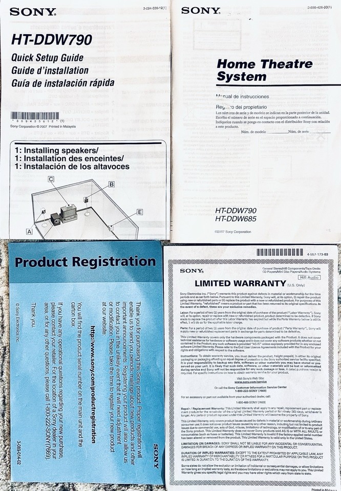 Sony STR-K790 5.1 Home Theater Bundle A/V Receiver 6 speakers with ...