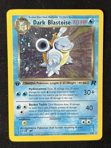 🔥Dark Blastoise 1st Edition Holo Pokemon Card 3/82 Team Rocket Rare ...