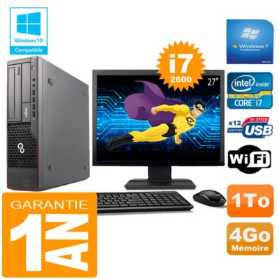 PC Fujitsu Esprimo E700 E90+ SFF Core I7-2600 4Go Disque 1 To Wifi W7 ...