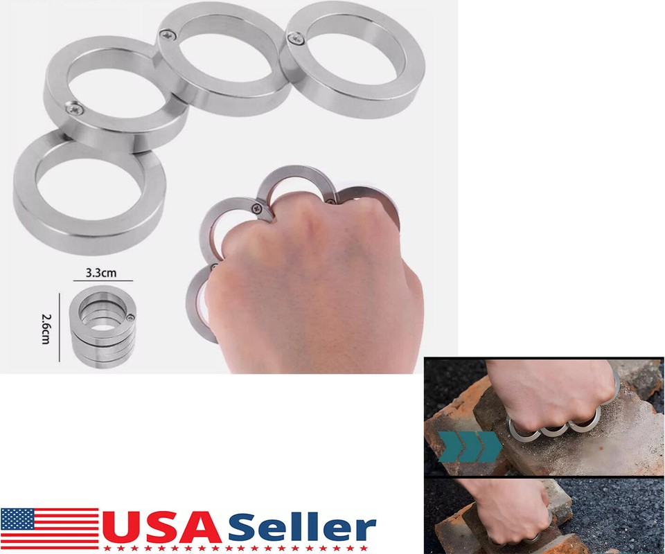 4PCS Stainless Steel Outdoor Rotatable Folding Ring Clasp Ring Fit Men ...