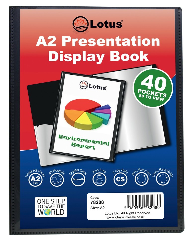 A2 Black Display Book 10 20 40 Pocket Presentation Folder Document ...