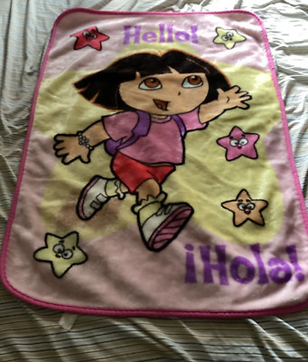 Dora the Explorer Plush Fleece Blanket 28” X 42” Hello Hola Stars | eBay