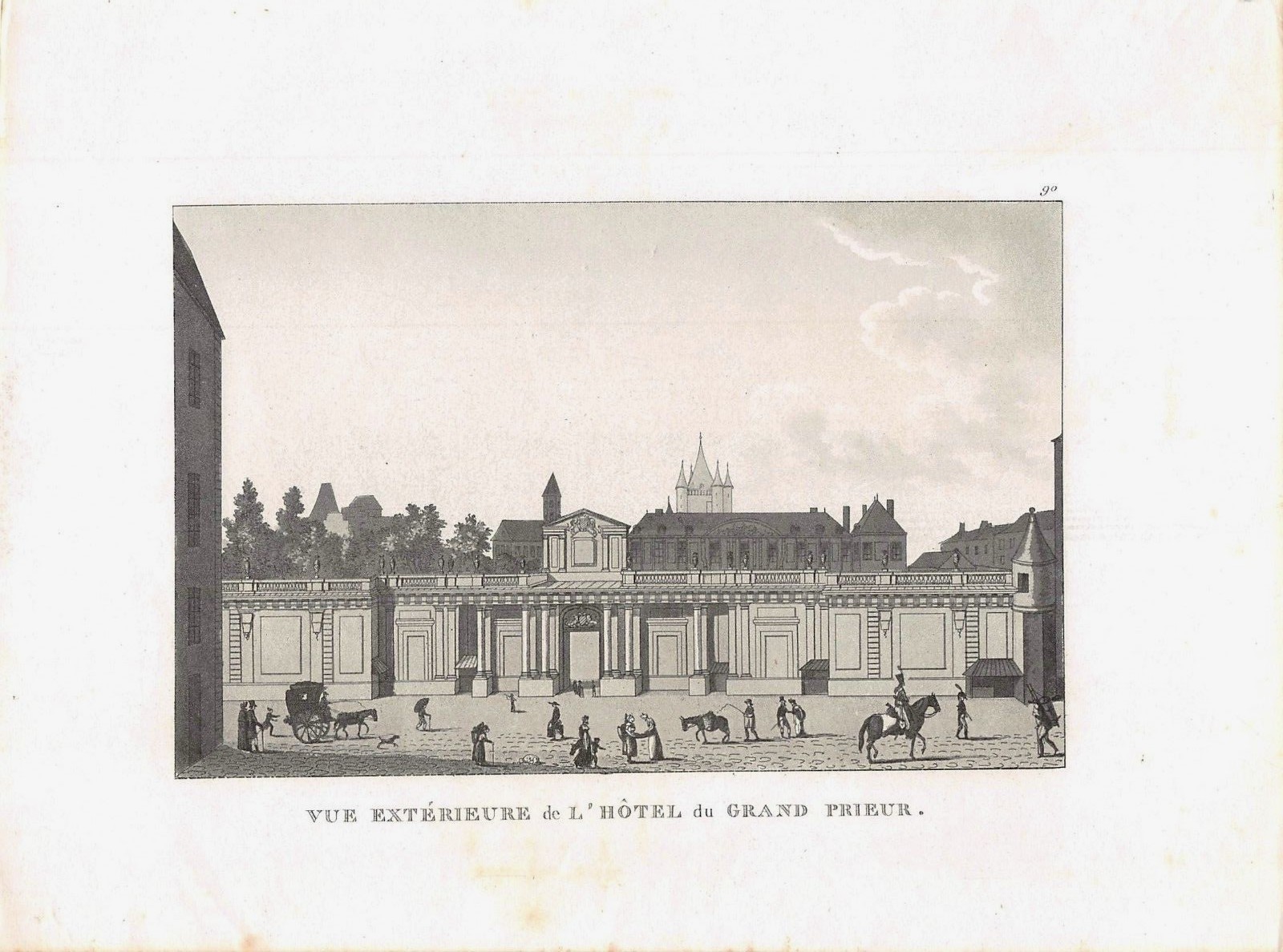 Engraving View Of Paris - Exterior View Of The Grand Prieur Hotel ...