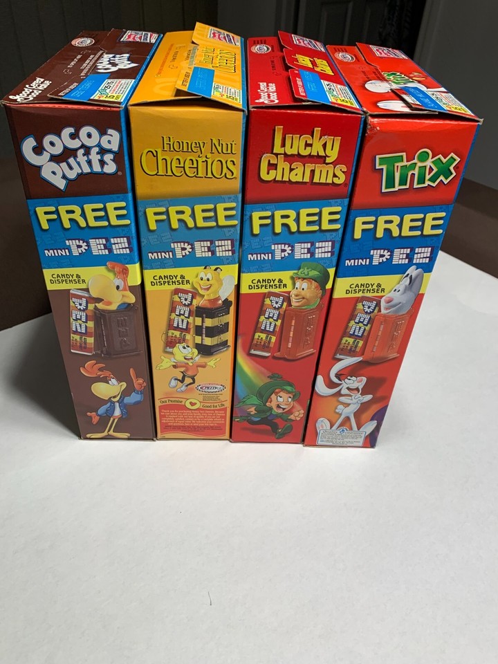 PEZ Mini Cereal Dispensers Cheerios Cocoa Puffs Lucky Charms Trix with ...