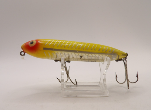 Vintage Heddon Swayback Zara Spook 4.5" Body Fishing Lure Yellow Shore ...