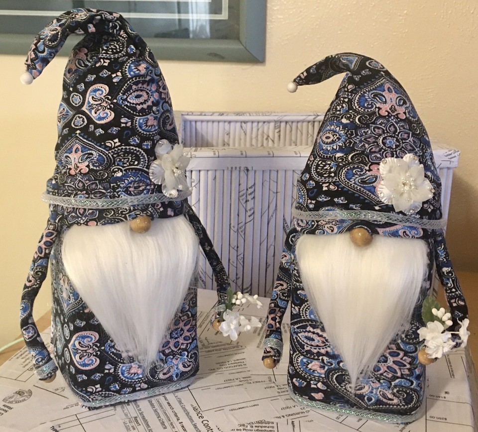 Hand Crafted Blue Nain Pattern Gnome Made From Recycled Materials | eBay