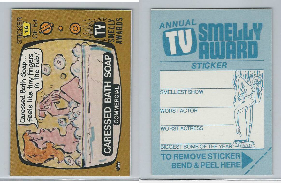 1980 Fleer, TV Smelly Awards Sticker, #16 Caressed Bath Soap | eBay