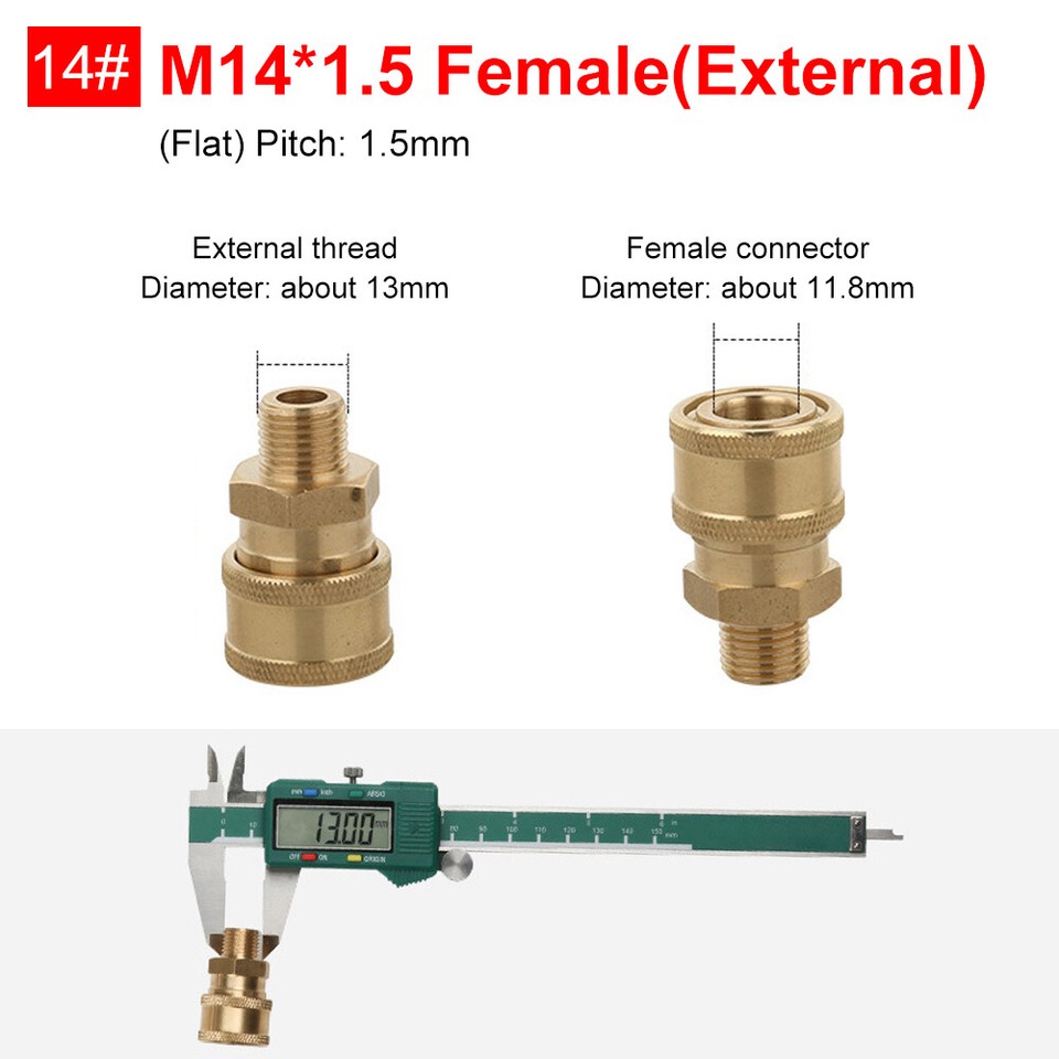 Pressure Washer Hose Connector 1/4 Quick Disconnect M14 M22 Male Female ...