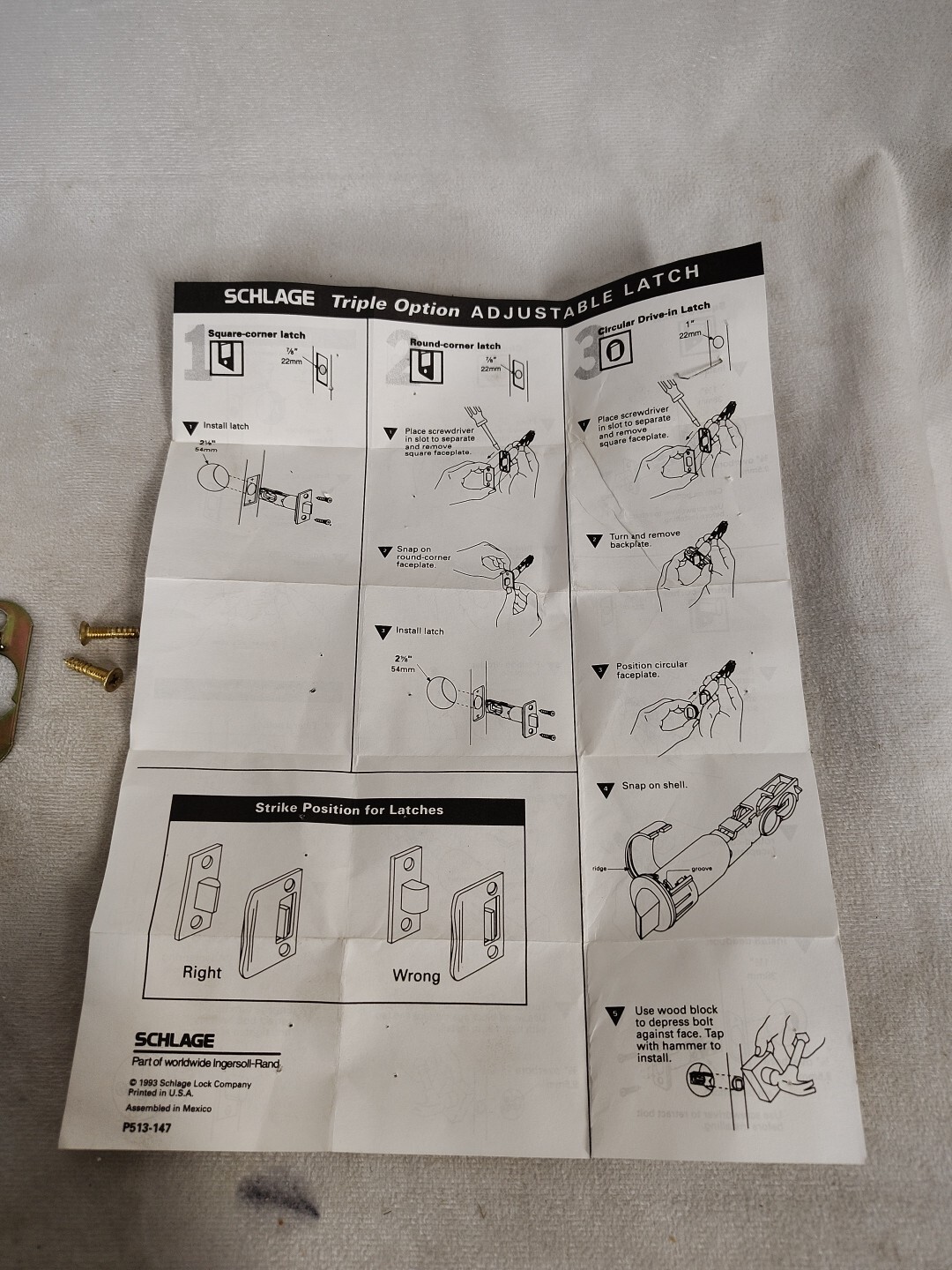 Schlage Triple Option Deadbolt Latch - Gold | eBay