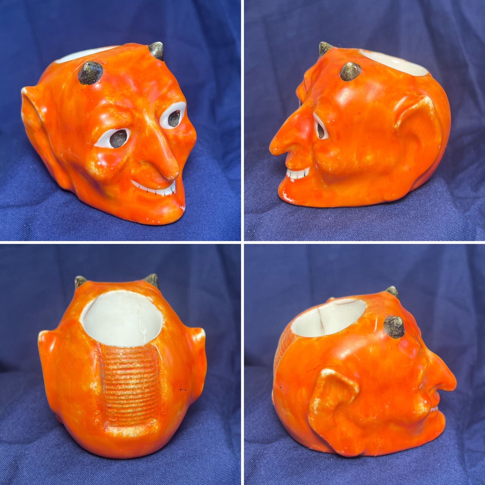 Vtg Devil Matchstick Holder Satan Lucifer Painted Ceramic Fireplace ...