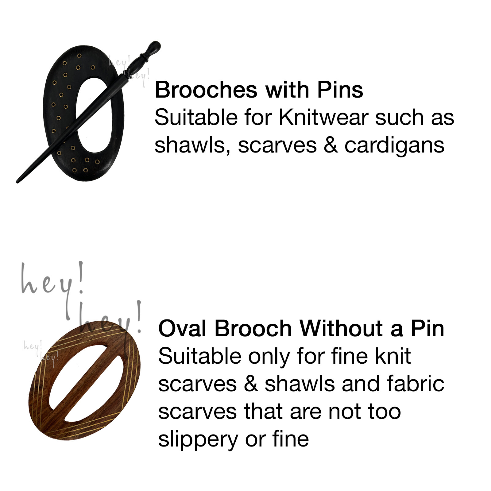 Shawl Pin Scarf Ring Brooch Wooden Decorative - For Knitwear & Knitted ...