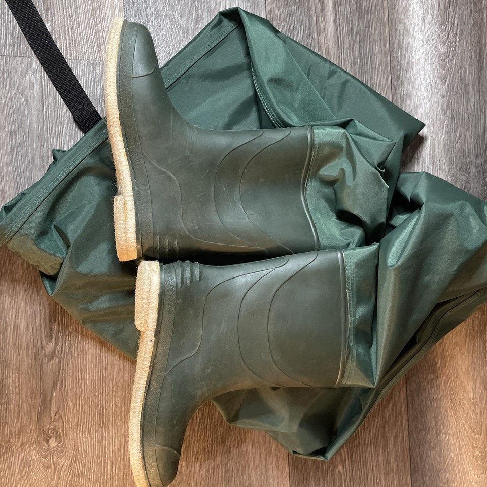 Cabela's Felt Bottom Rubber Boot Chest Waders Green Fishing Bib, Size 8 ...