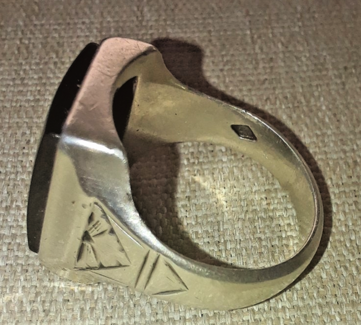 Vintage Centurion Ring Carved Hematite & Sterling Silver Size 20mm ...