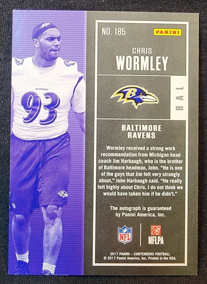 2017 Panini Contenders - CHRIS WORMLEY (RC) - Rookie Ticket AUTO | eBay