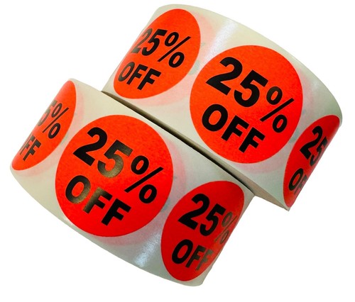1000 Bright Price tag Point of Sale 25% off Retail Store Stickers ...