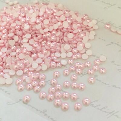 Swarovski Hotfix Pearls Choose Size Rosaline Pink cabochon half pearl ...
