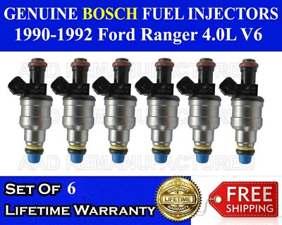 Genuine Bosch Set of 6 Fuel Injectors For 1990-1991-1992 Ford Ranger 4 ...