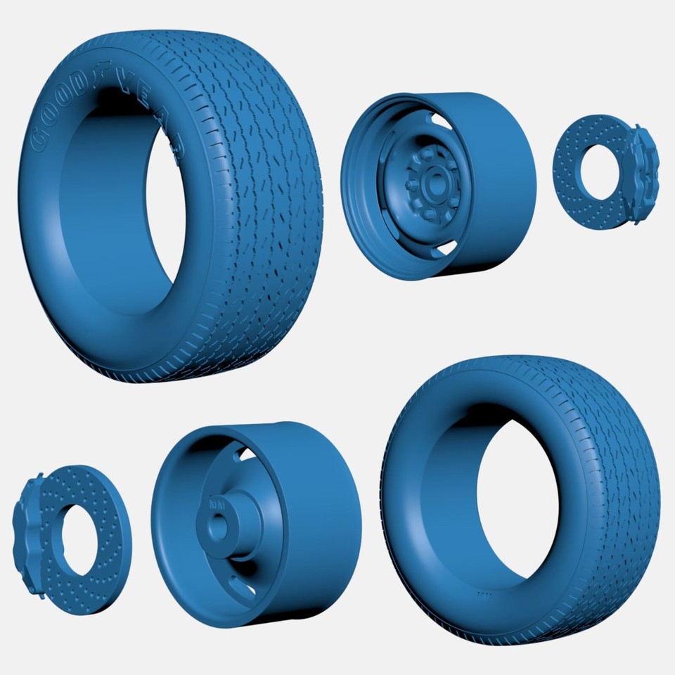 1/18 Resin 15 inch GM Rallye Wheels, Goodyear Blue Streak Tires, and ...