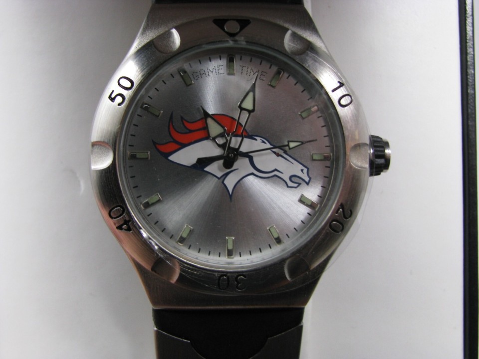 Game Time Watch DENVER BRONCOS NFL Licensed Silver/Black band NOS | eBay