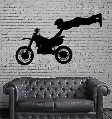 Vinyl Decal Wall Sticker Motorcycle Racer Motocross Jump Stunt Decor ...